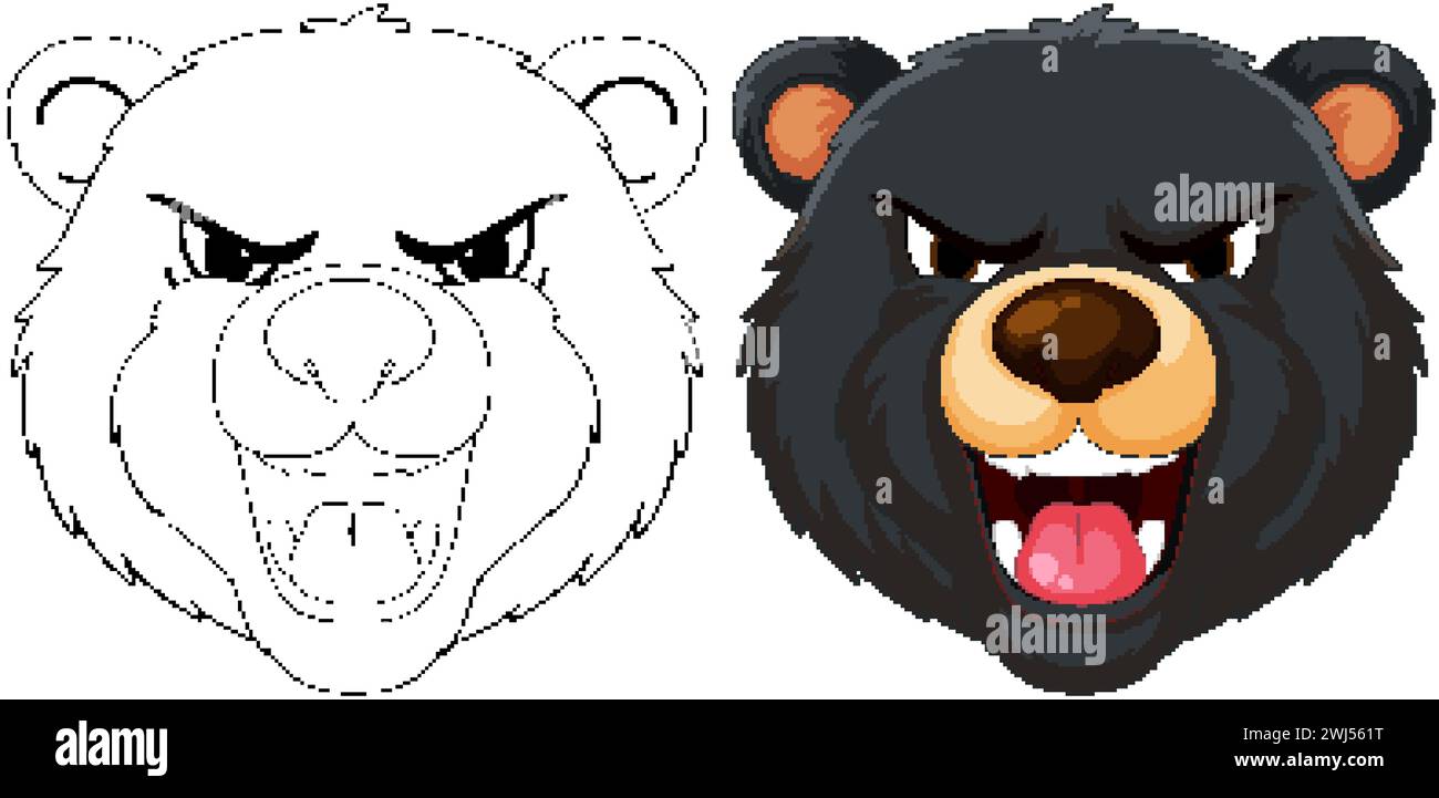 Two cartoon bears showing aggressive expressions Stock Vector Image ...