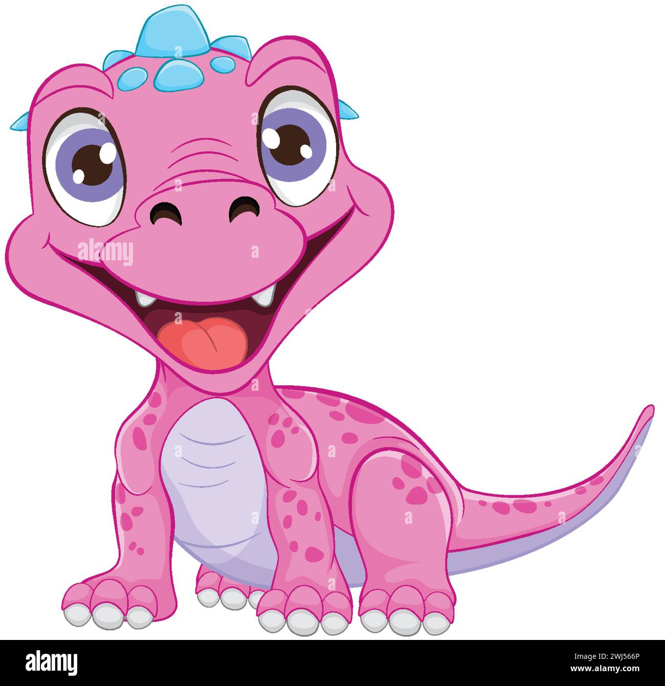 Cute animated pink dinosaur with a friendly smile Stock Vector Image ...