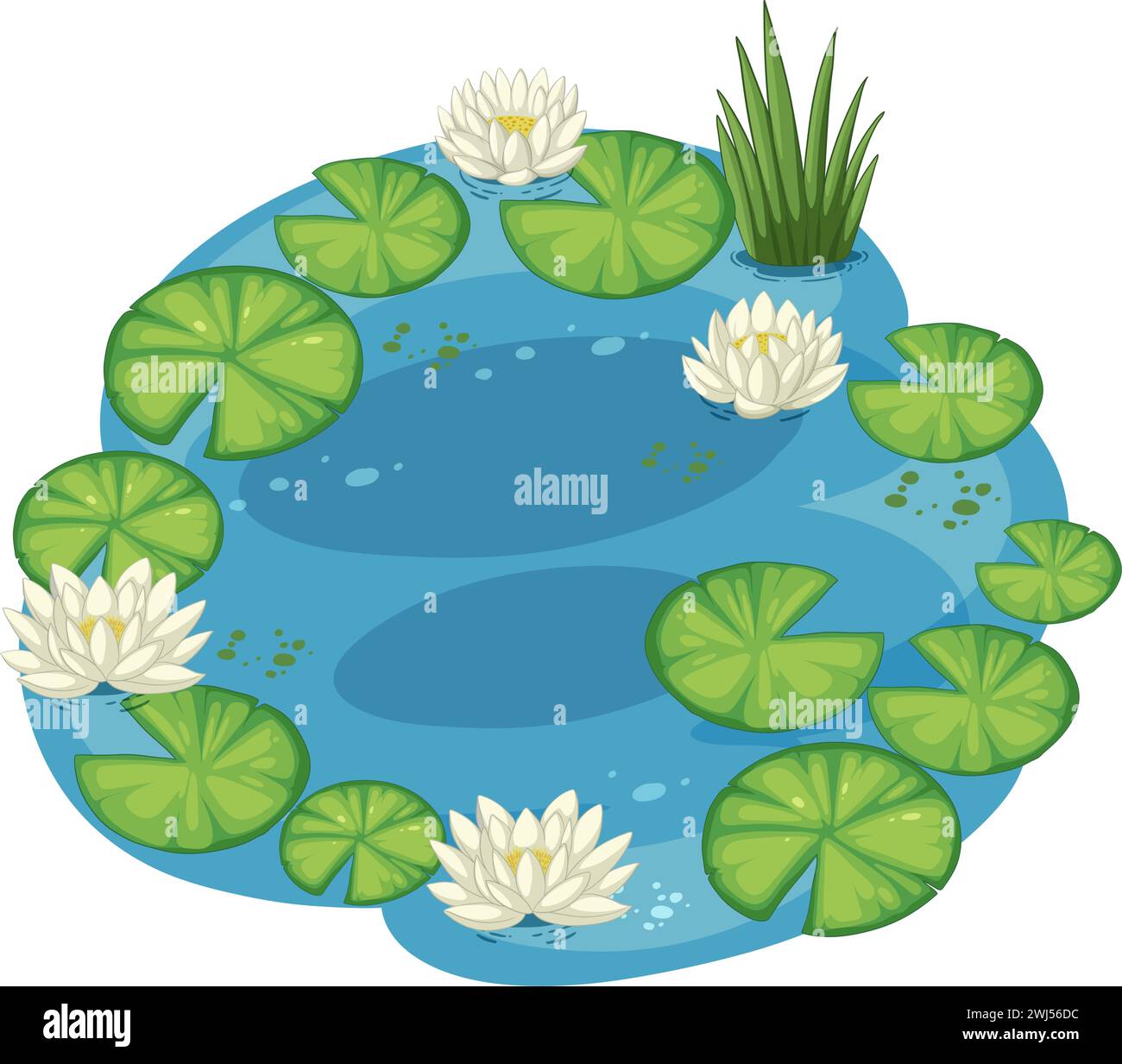 Vector art of a tranquil pond with lily pads Stock Vector Image & Art ...