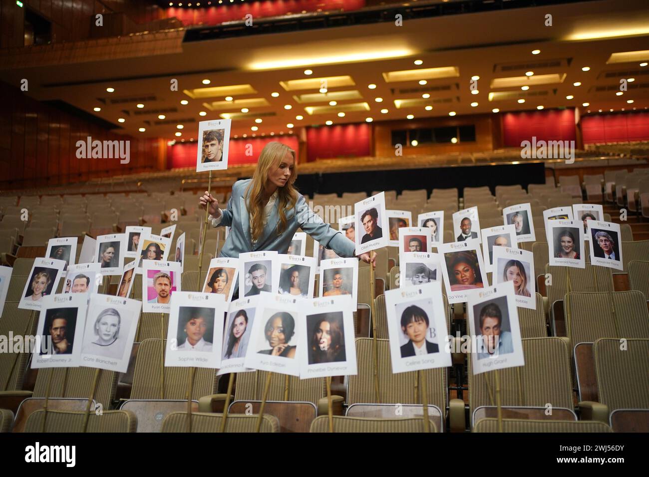 Staff members use "heads on sticks" to check camera blocking at the ...