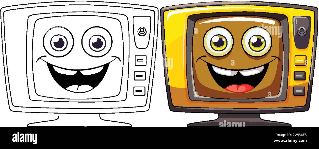 Two smiling animated TVs with vibrant colors Stock Vector Image & Art ...
