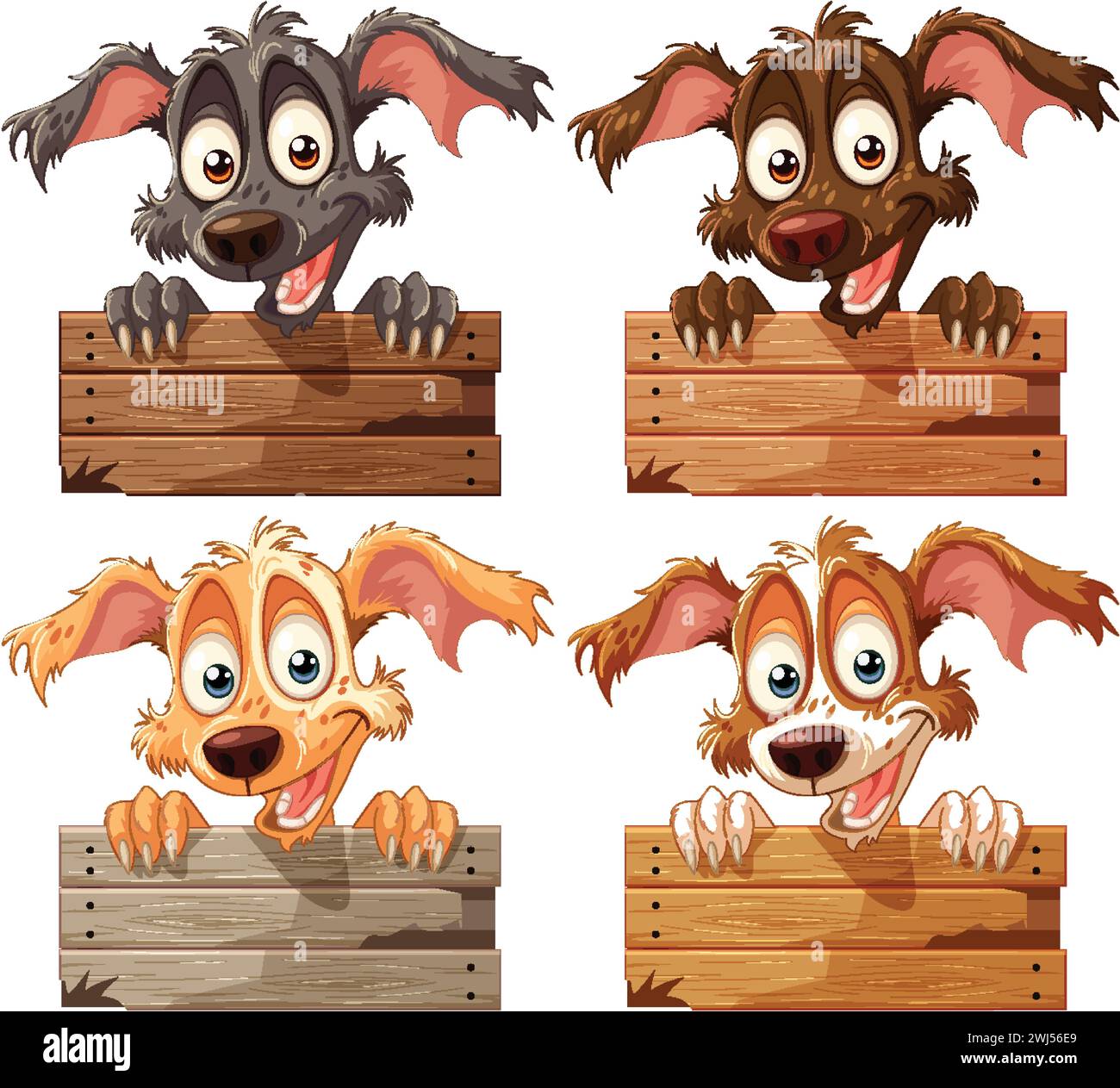 Four cartoon dogs showing different expressions Stock Vector Image ...