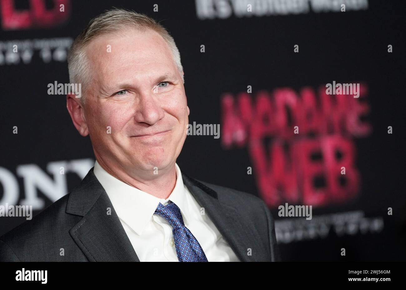 Matt Sazama arrives at the premiere of "Madame Web," Monday, Feb. 12 ...