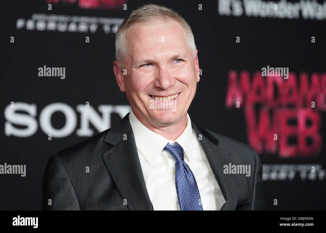 Matt Sazama arrives at the premiere of "Madame Web," Monday, Feb. 12 ...