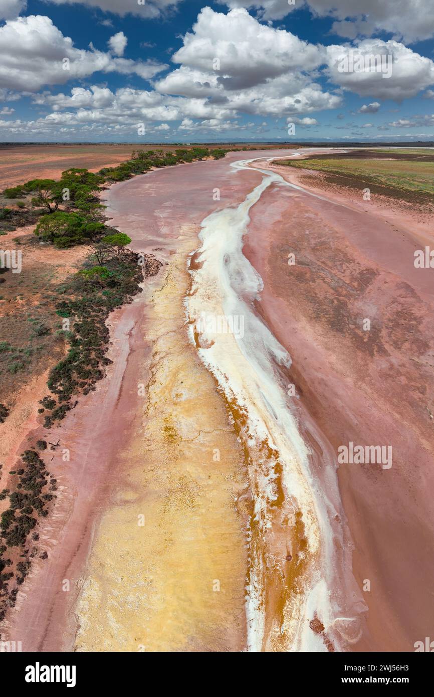 Aerial photo of salt lake patterns and colours at Goyder in the Clare ...
