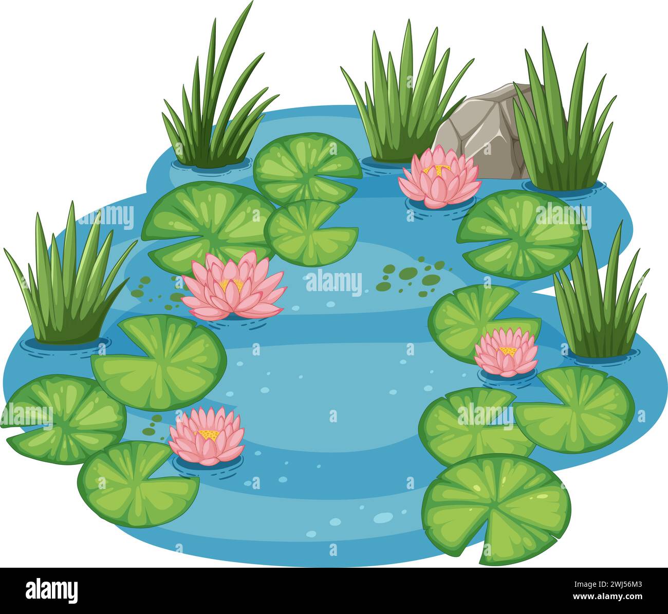 Vector art of a tranquil pond with lily pads Stock Vector Image & Art - Alamy