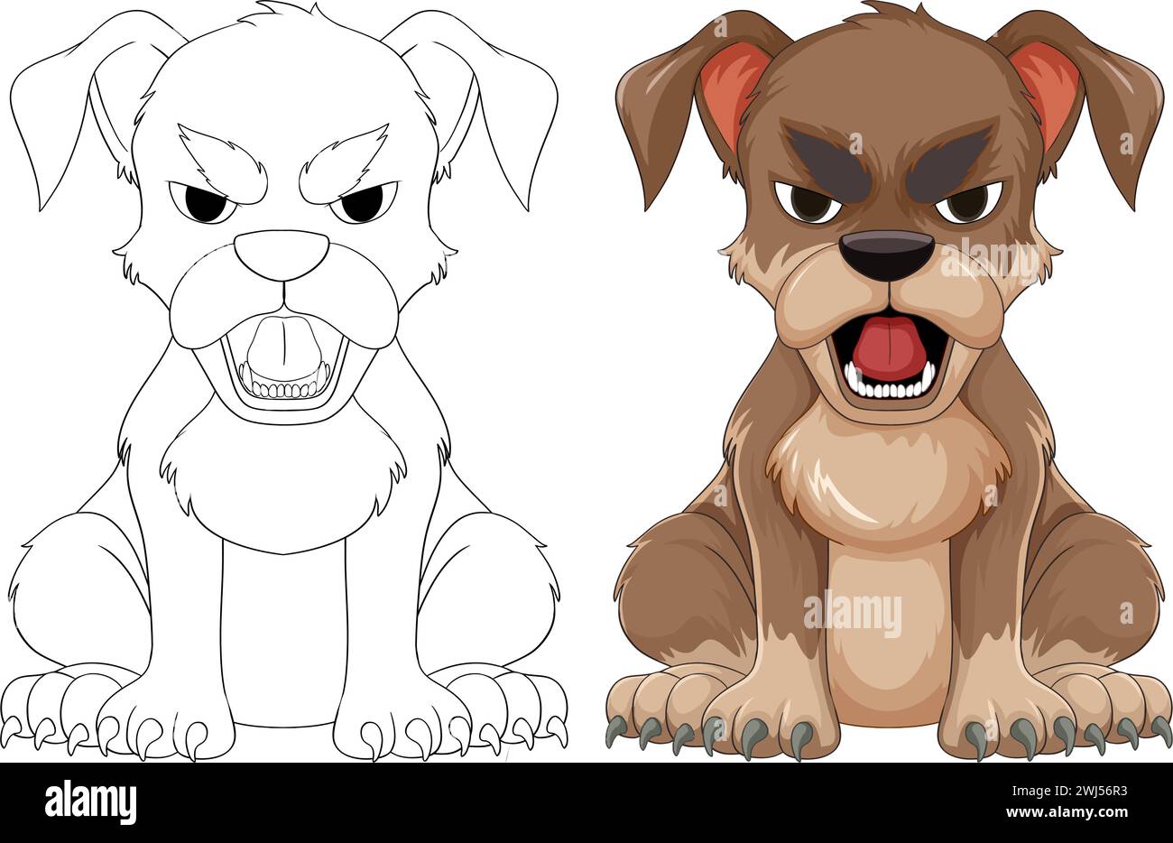 Vector graphic of two snarling cartoon dogs Stock Vector Image & Art ...