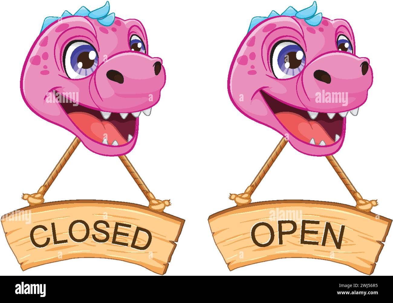 Cartoon dinosaur with signs indicating business status Stock Vector ...