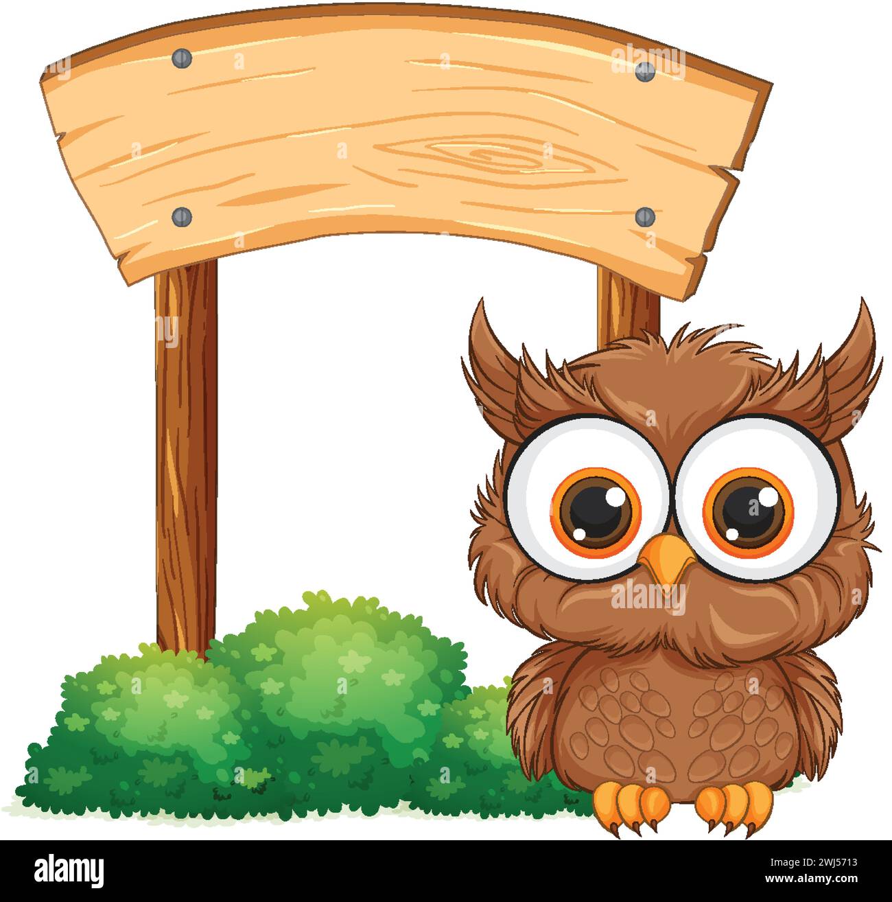 Cute owl standing under a blank wooden sign Stock Vector Image & Art ...