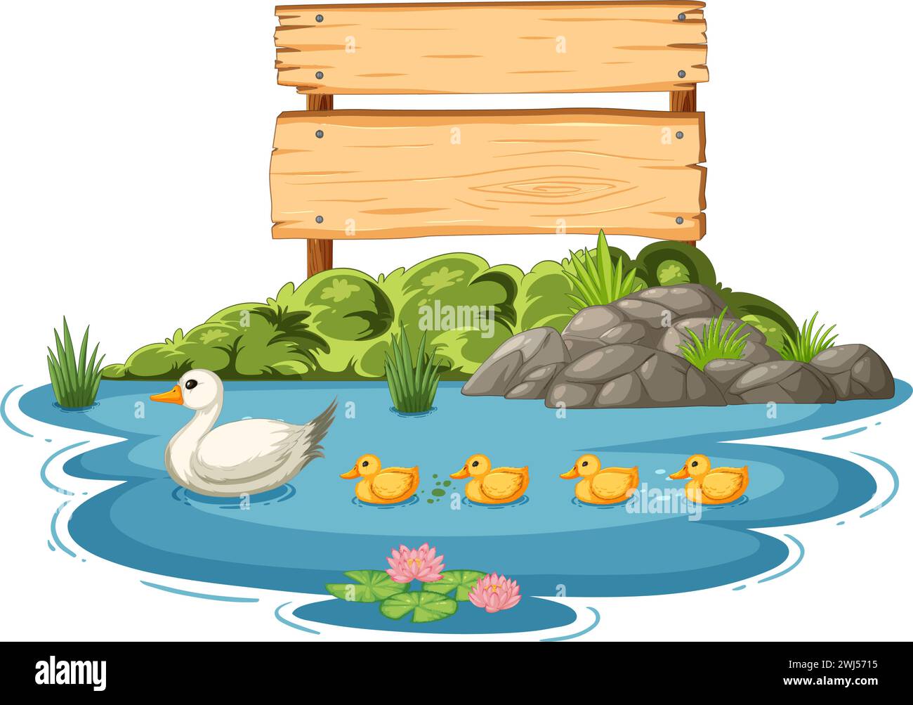 Duck ducklings pond Stock Vector Images - Alamy