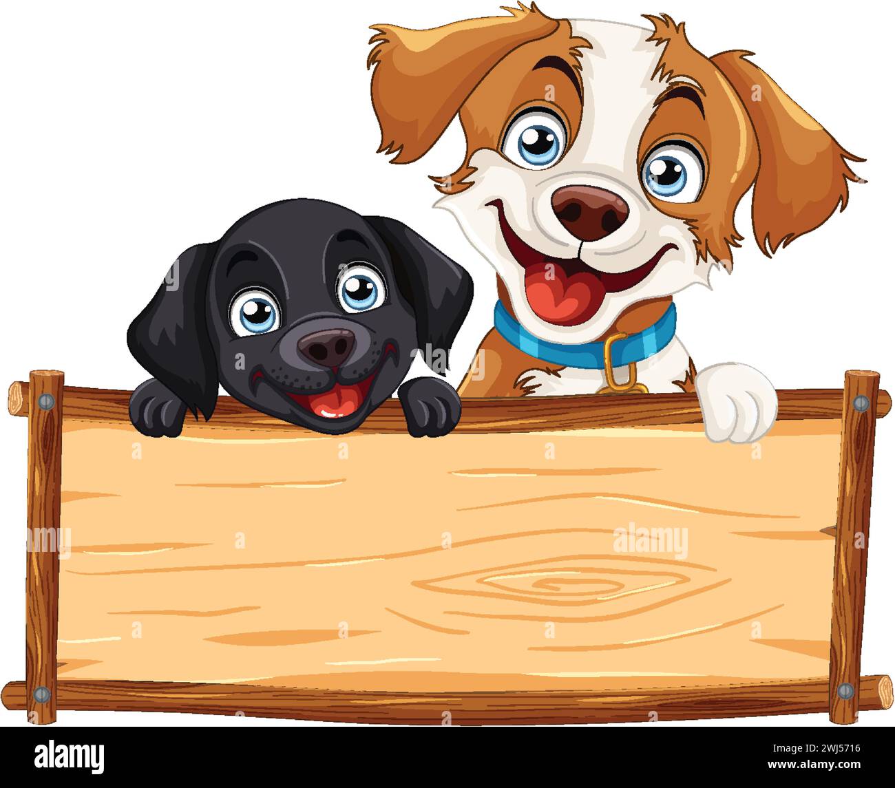 Two cartoon dogs holding a blank wooden sign Stock Vector Image & Art ...