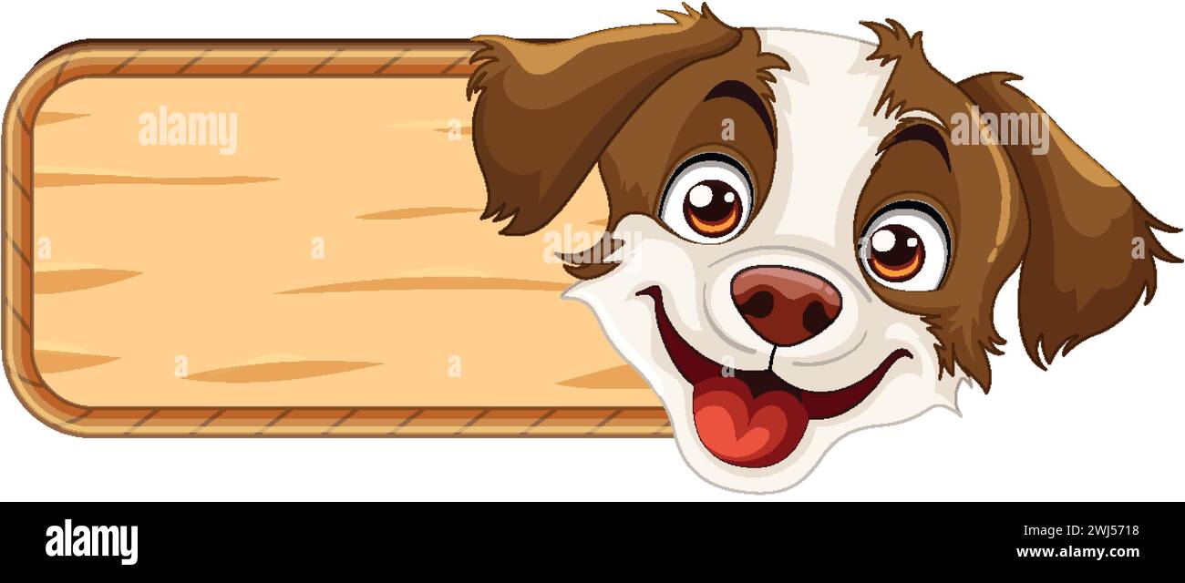 Cartoon dog peeking behind a wooden sign Stock Vector Image & Art - Alamy