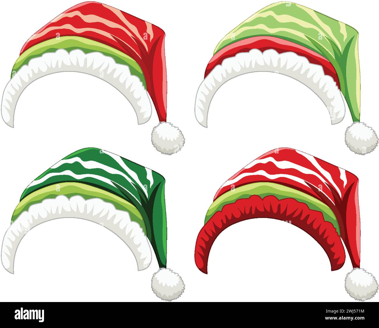 Four colorful striped elf hats illustration Stock Vector Image & Art ...