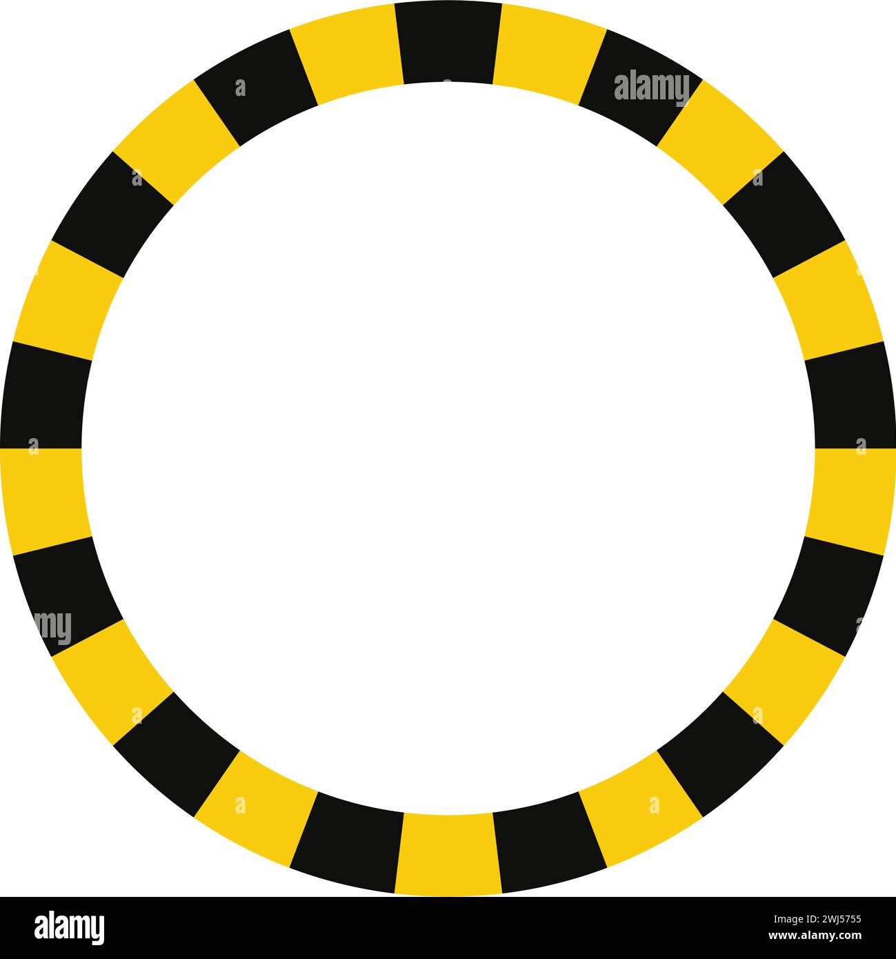 Warning circle frame with yellow black tape. Barricade lines. Round ...