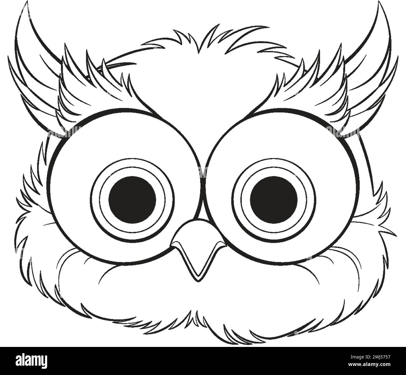 Black and white illustration of a cartoon owl Stock Vector Image & Art ...
