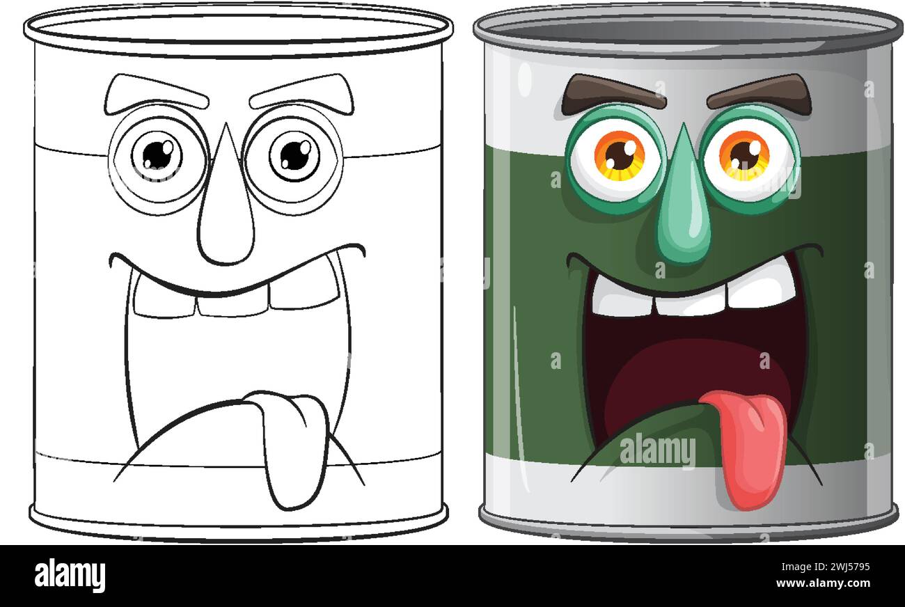 Two cartoon cans showing different emotions Stock Vector Image & Art ...