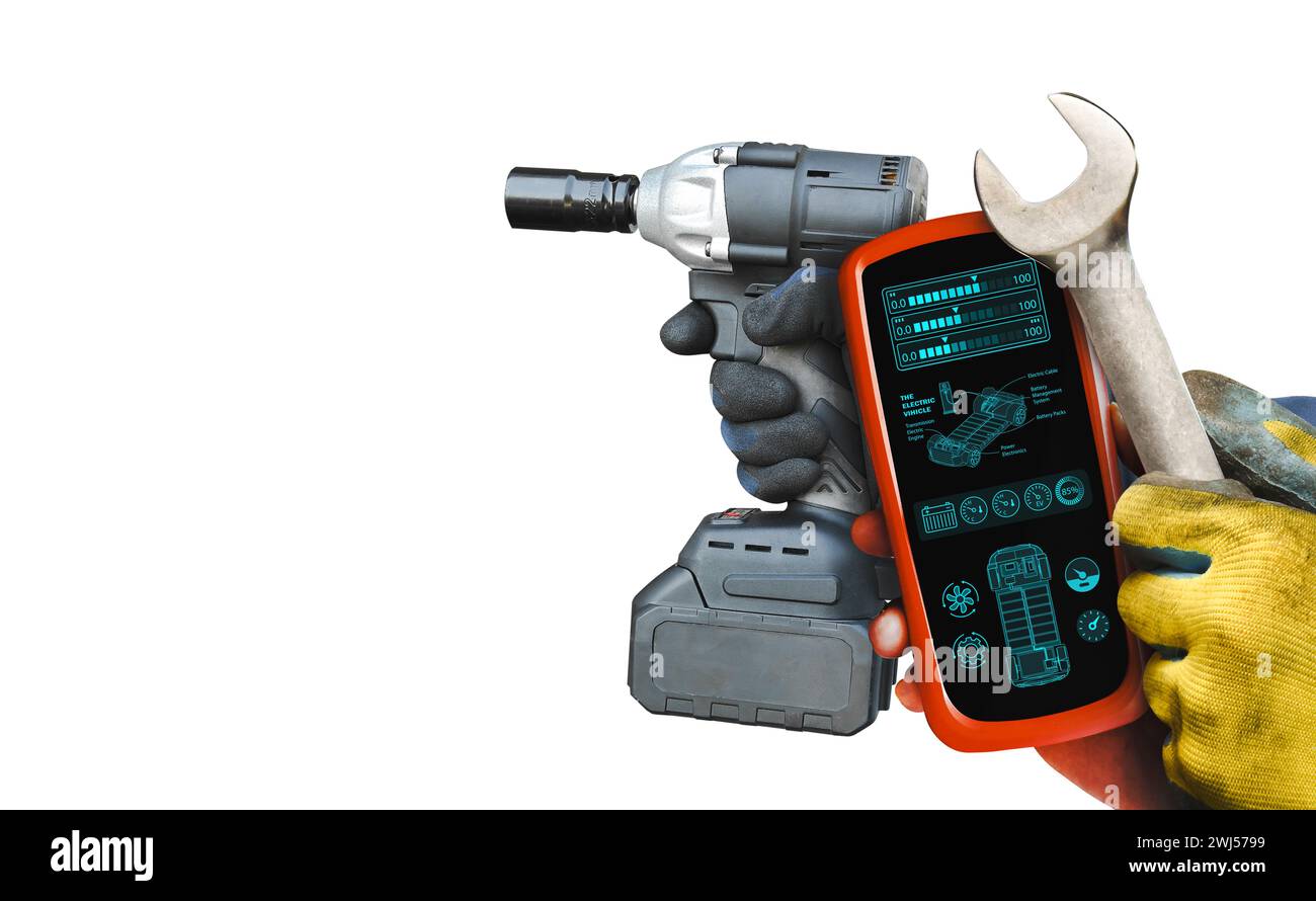 Car repair tools isolated on white background with copy space , Obd2 ...