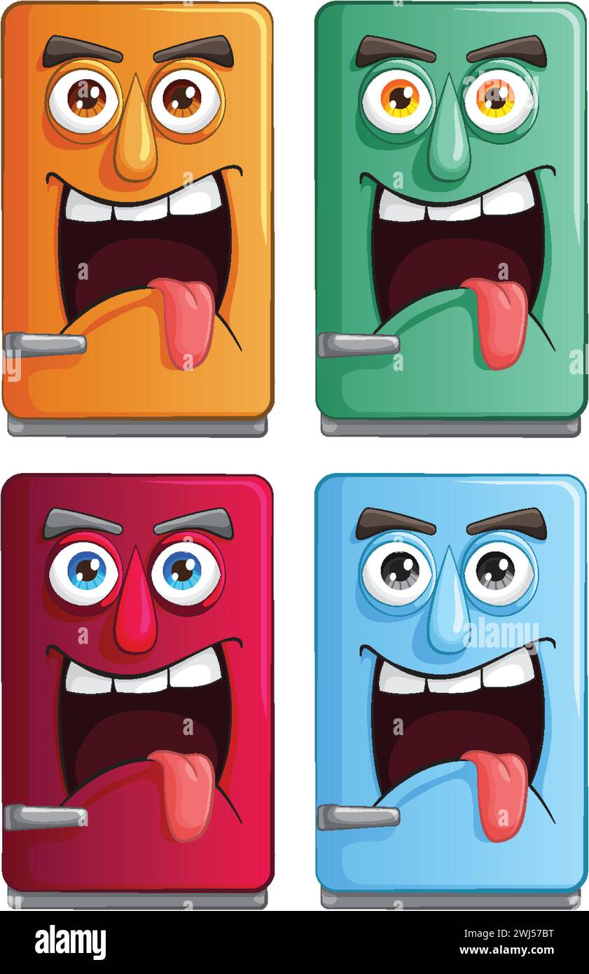 Four books with expressive cartoon faces Stock Vector Image & Art - Alamy