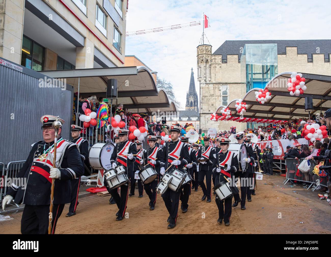 Cologne, Germany. 12th Feb, 2024. Revelers take part in the Rose Monday ...