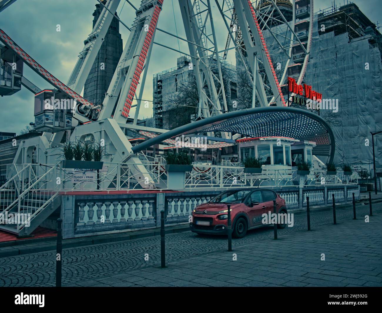 Brussels, Belgium. 9 02 2024. Amusement ride Ferris wheel or giant ...