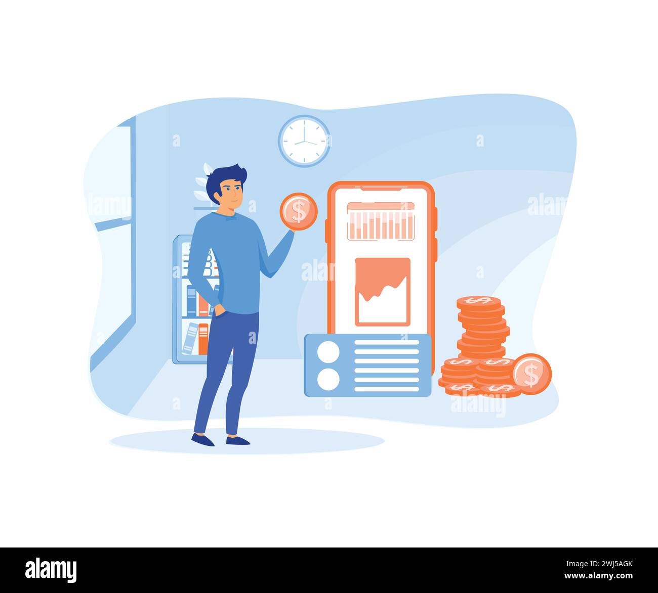 Financial education concept. Male accountant presents projects ...