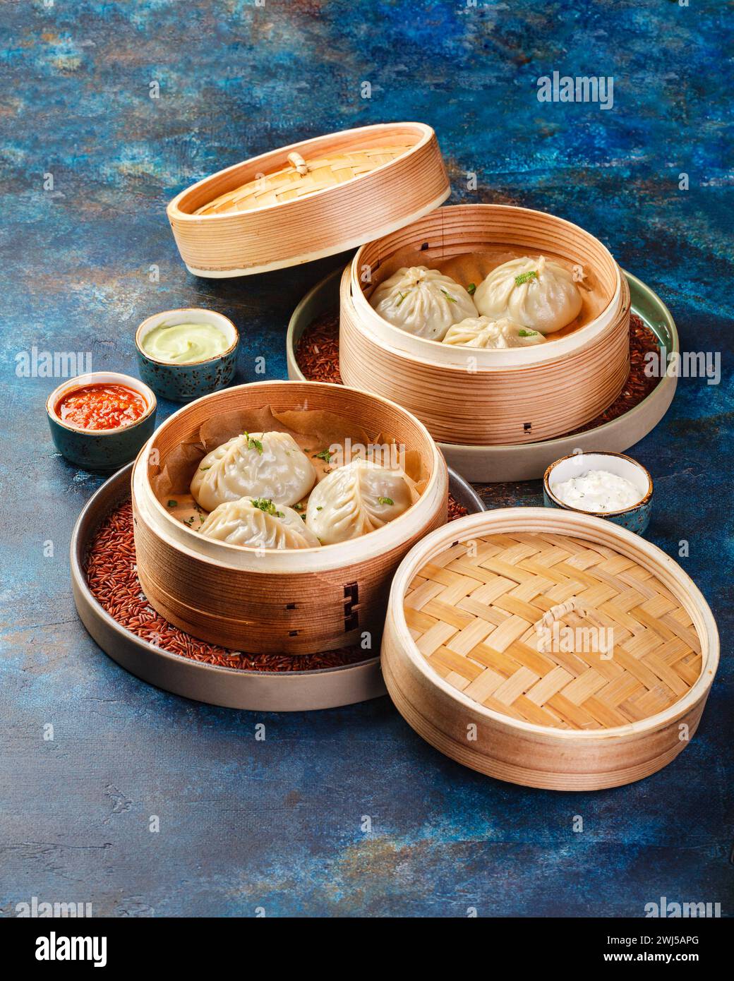 Traditional Asian national food Manti, Manta or Manty, like dumplings ...