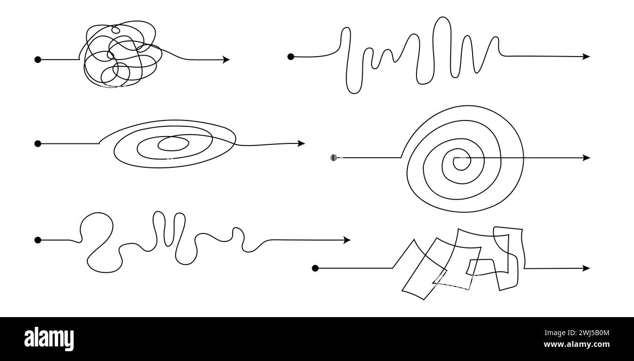 Complex easy simple way from start to idea. Chaos simplifying, problem ...