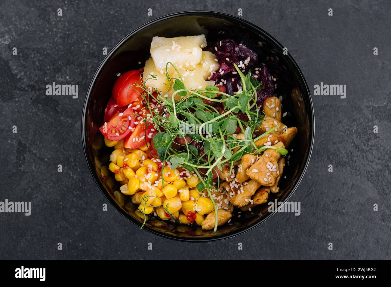 Salad with chicken and vevetables. healthy food, diet lunch concept ...