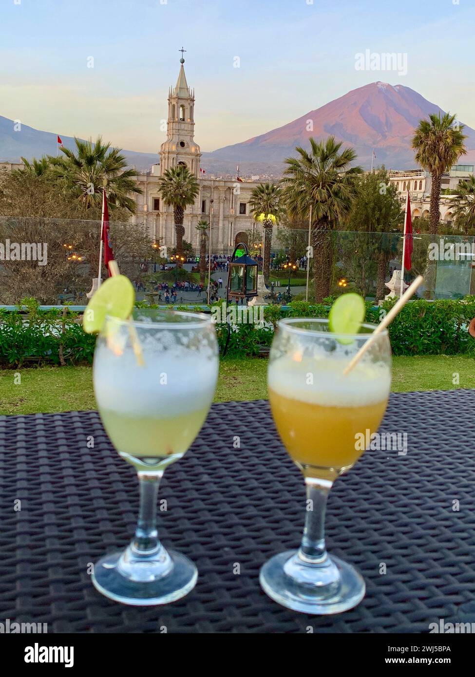 Drinking Pisco sour in Arequipa Peru Stock Photo - Alamy