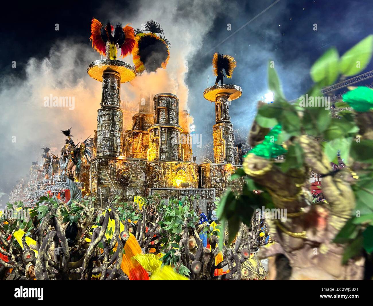 13 February 2024, Brazil, Rio De Janeiro: Performers parade during the ...