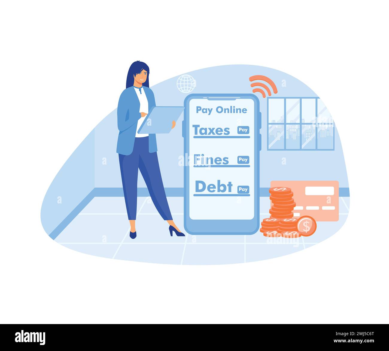 Woman check on mobile phone Cut Out Stock Images & Pictures - Alamy