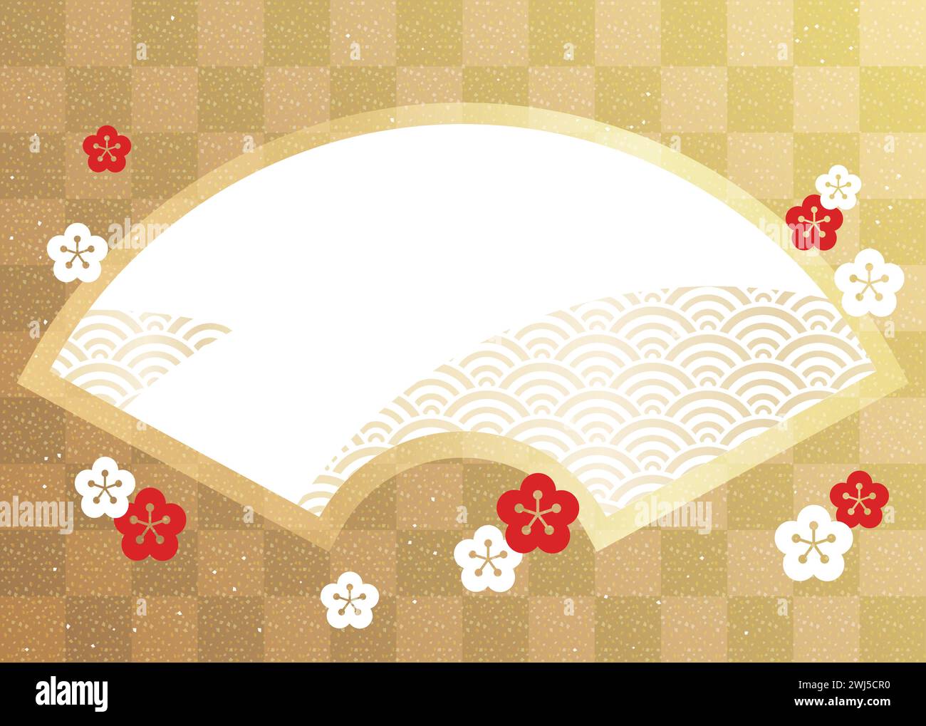 Japanese Vintage Style Vector Fan Shape Frame With A Decorative ...