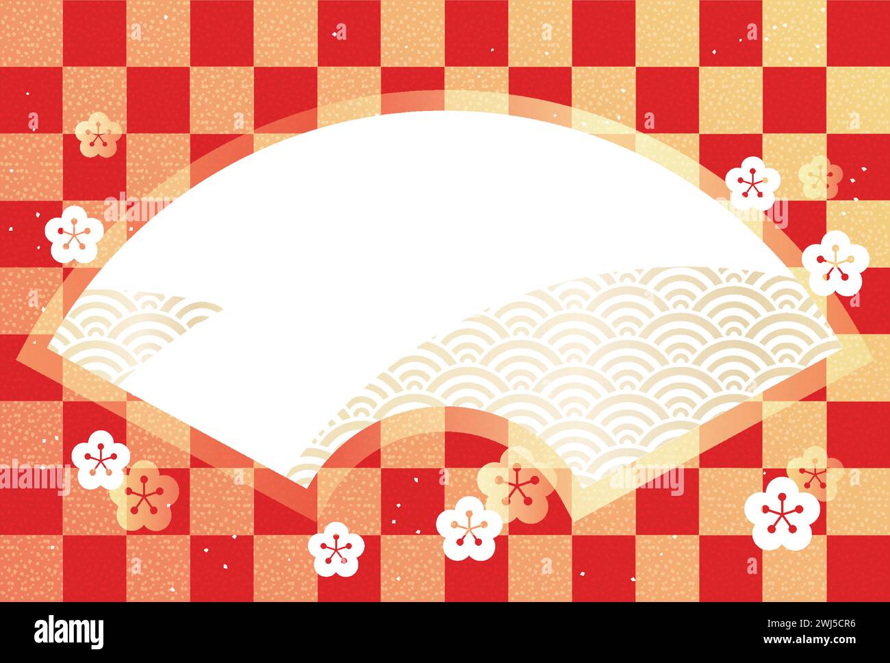 Japanese Vintage Style Vector Fan Shape Frame With A Decorative ...