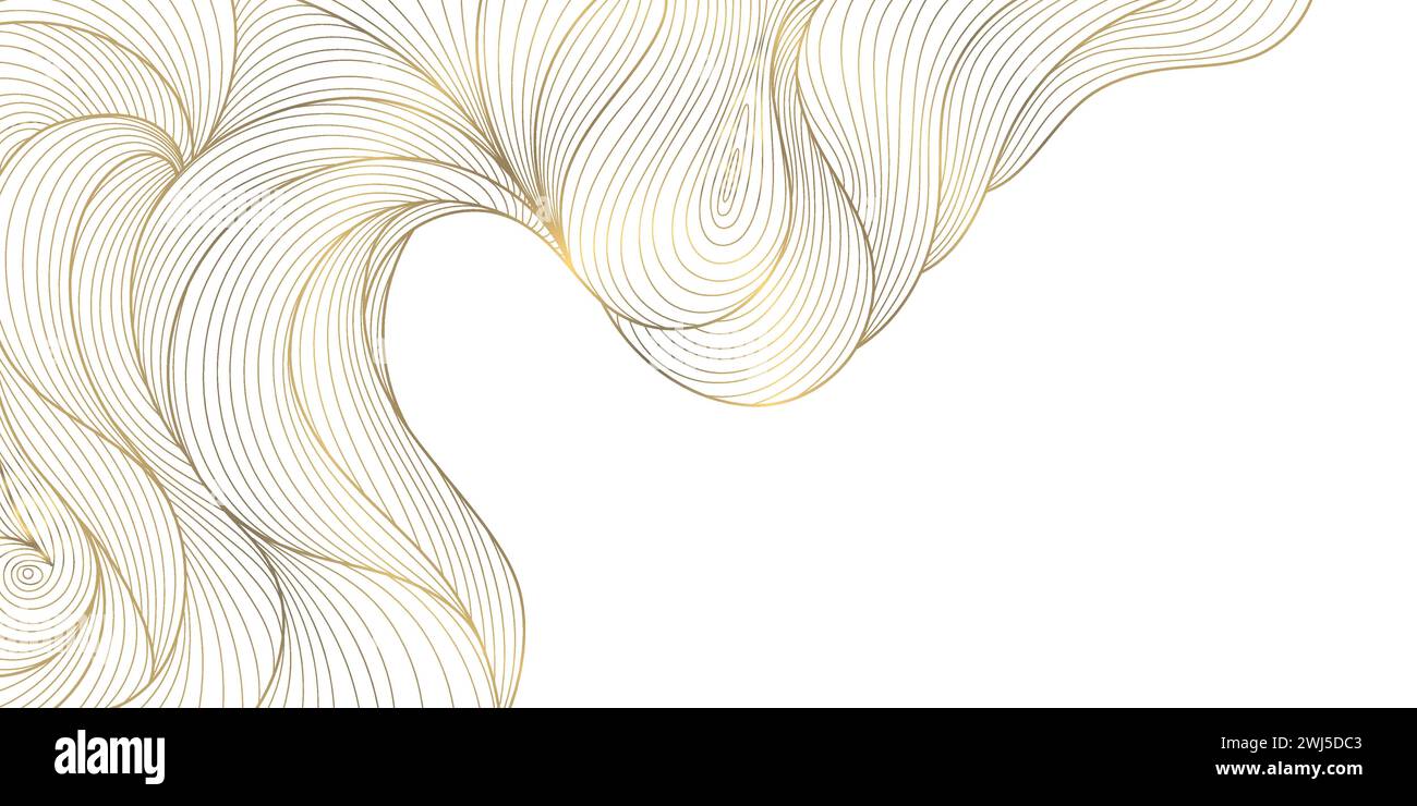 Vector line gold background, luxury design texture. Flow elegant curve ...