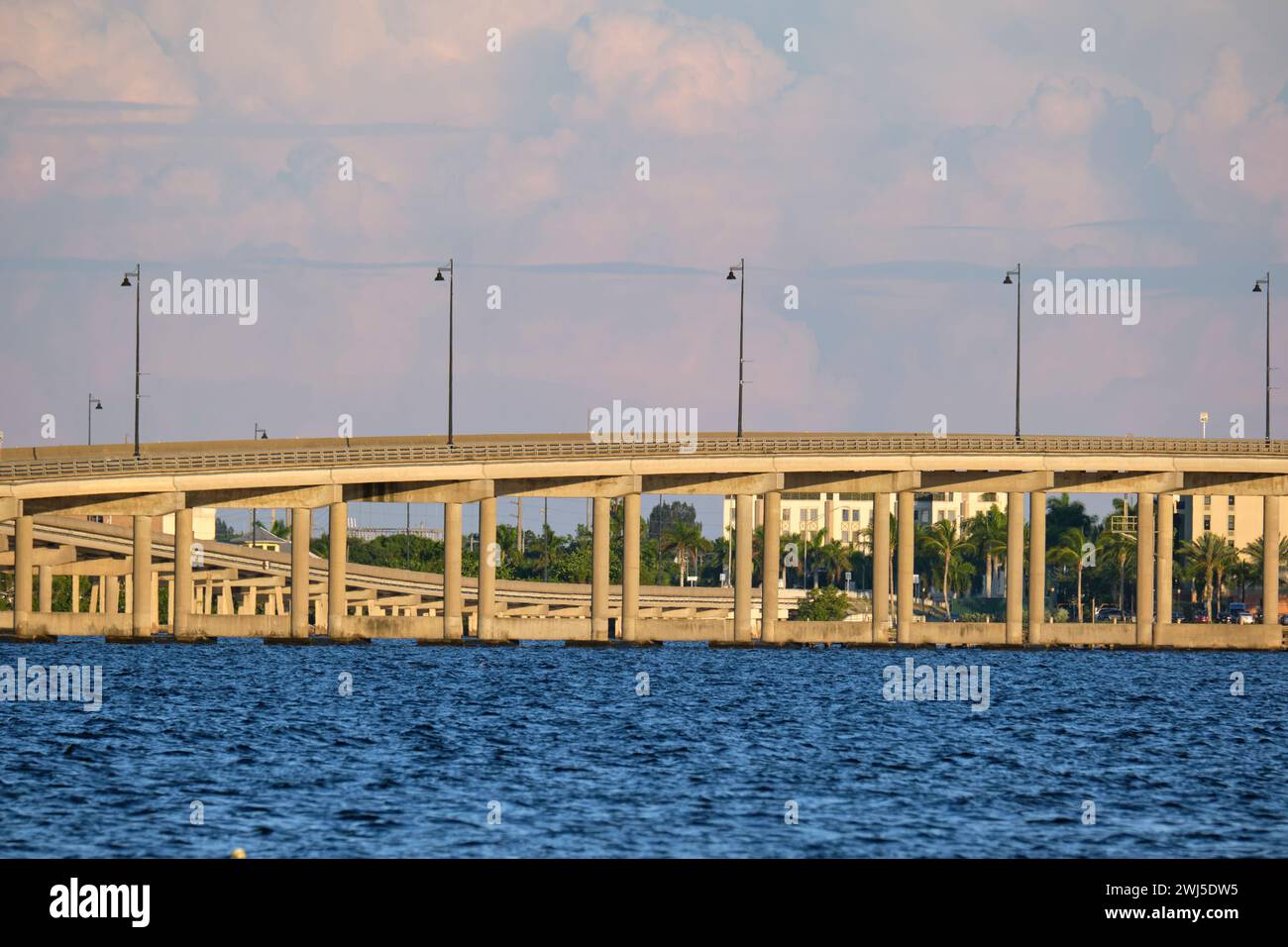 Barron Collier Bridge and Gilchrist Bridge in Florida with moving ...
