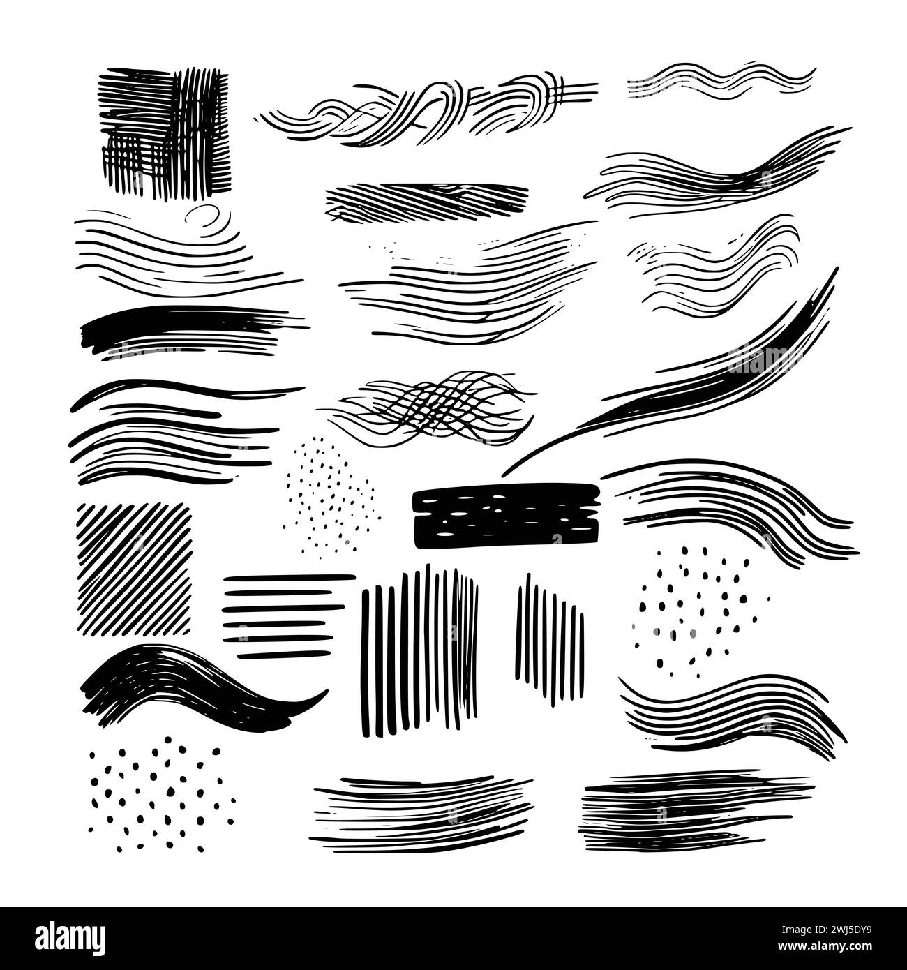 Paint brush stroke set, brush stroke abstract shapes, Vector black ...