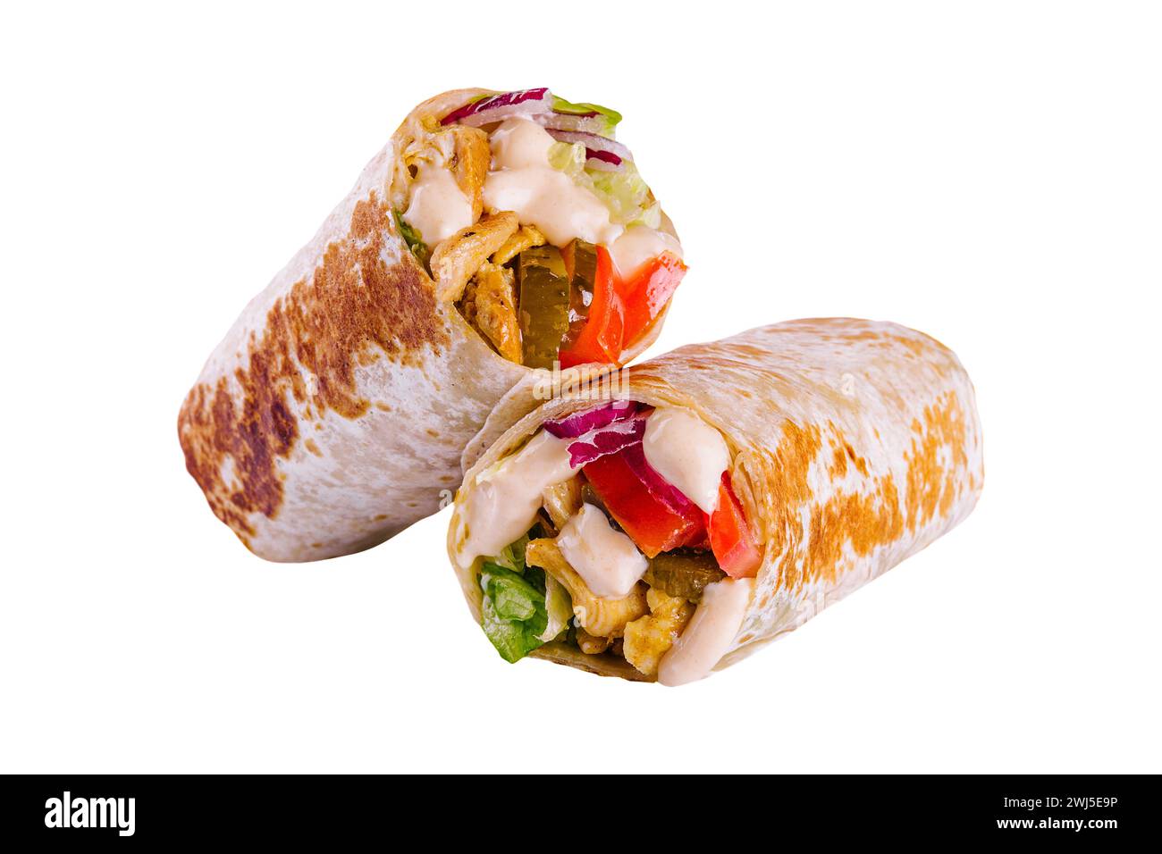 Shawarma sandwich isolated on white background Stock Photo - Alamy