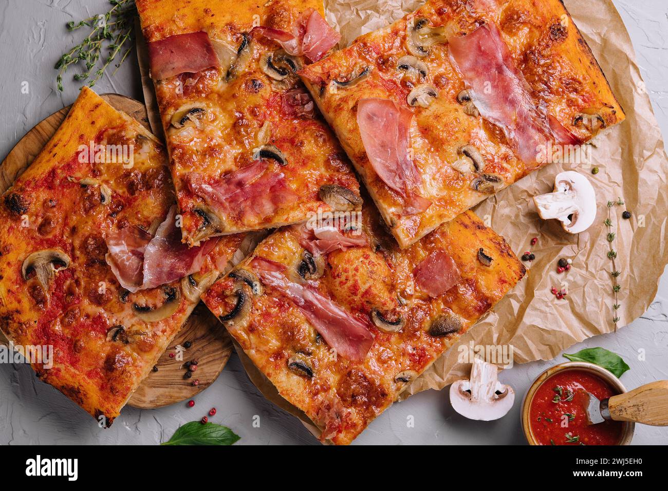 Slice pizza lies on hi-res stock photography and images - Alamy