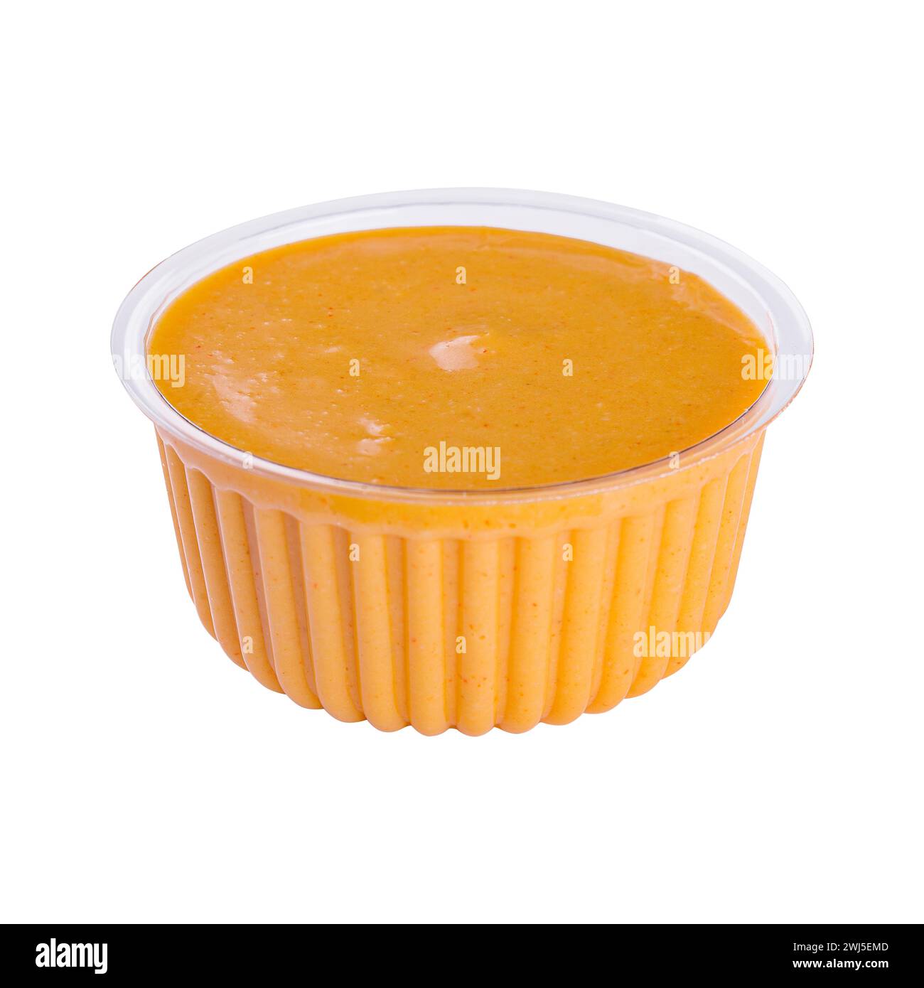 Typical american smooth yellow mustard in round dish Stock Photo - Alamy