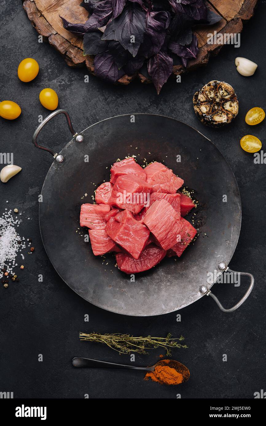 Top view cut meat hi-res stock photography and images - Alamy