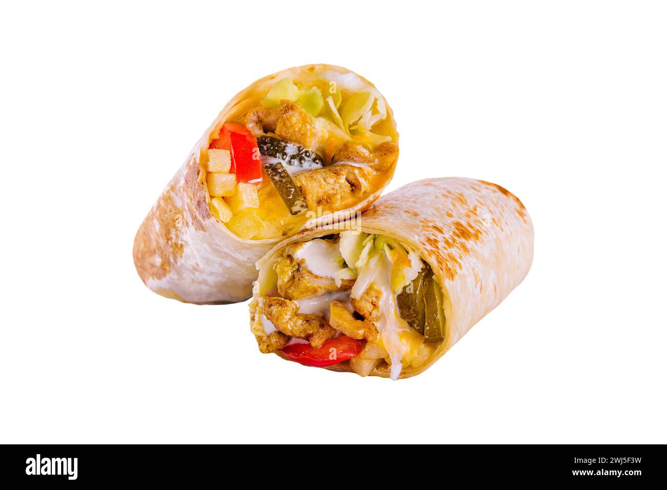 Greek gyros isolated on white background Stock Photo - Alamy