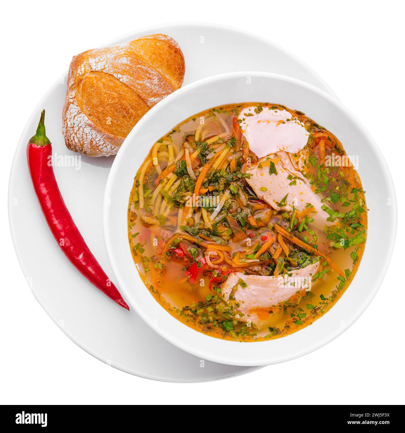 Spicy chicken noodles in Cut Out Stock Images & Pictures - Alamy