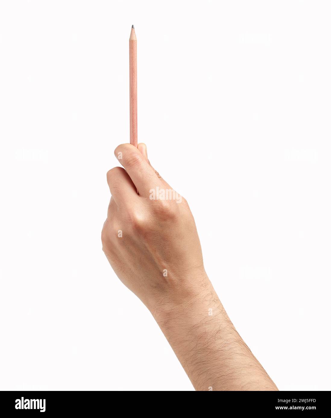 Man hand holding a pencil isolated on a white background Stock Photo ...
