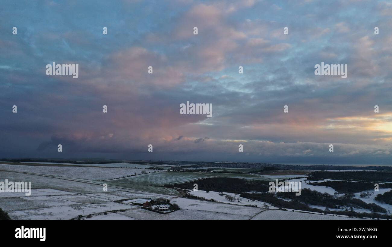 Aerial shots of Snow covered landscape Stock Photo - Alamy