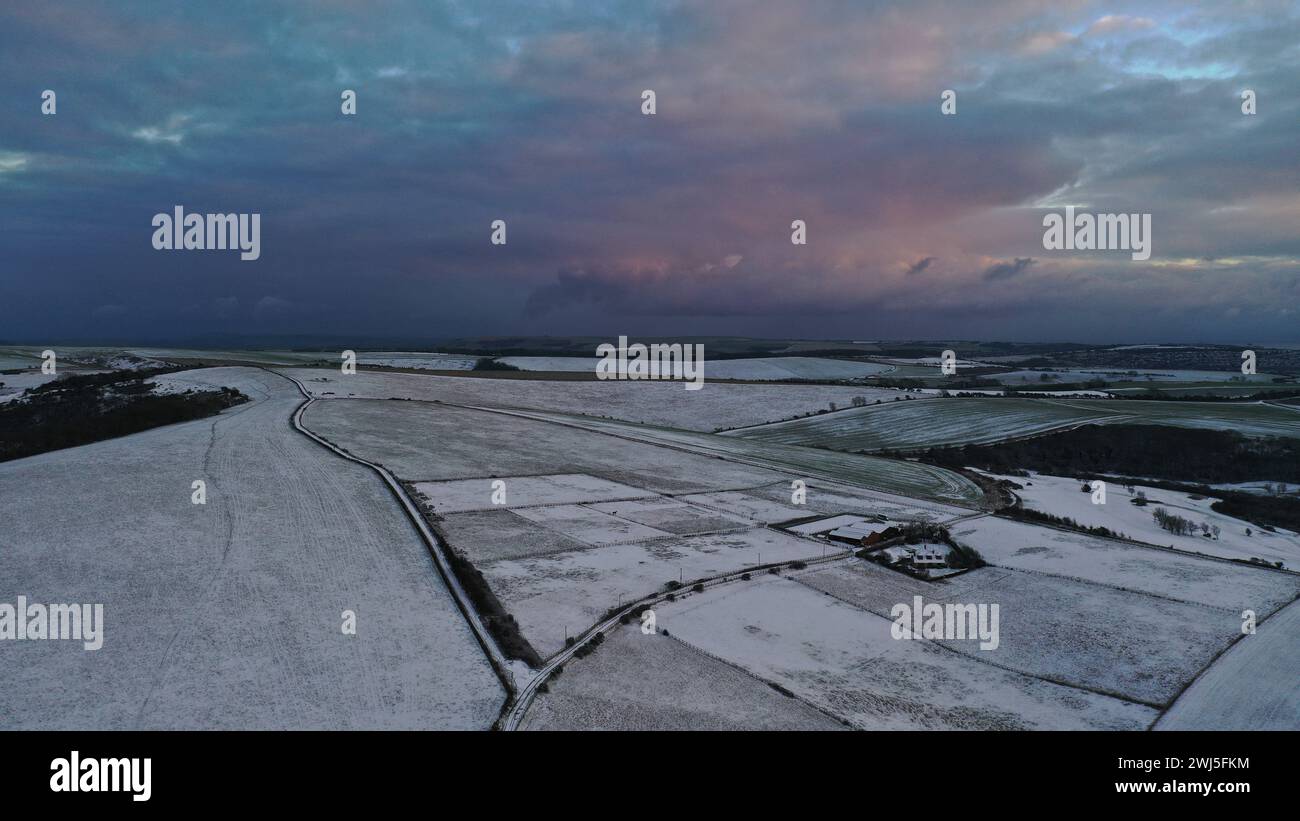 Aerial shots of Snow covered landscape Stock Photo - Alamy