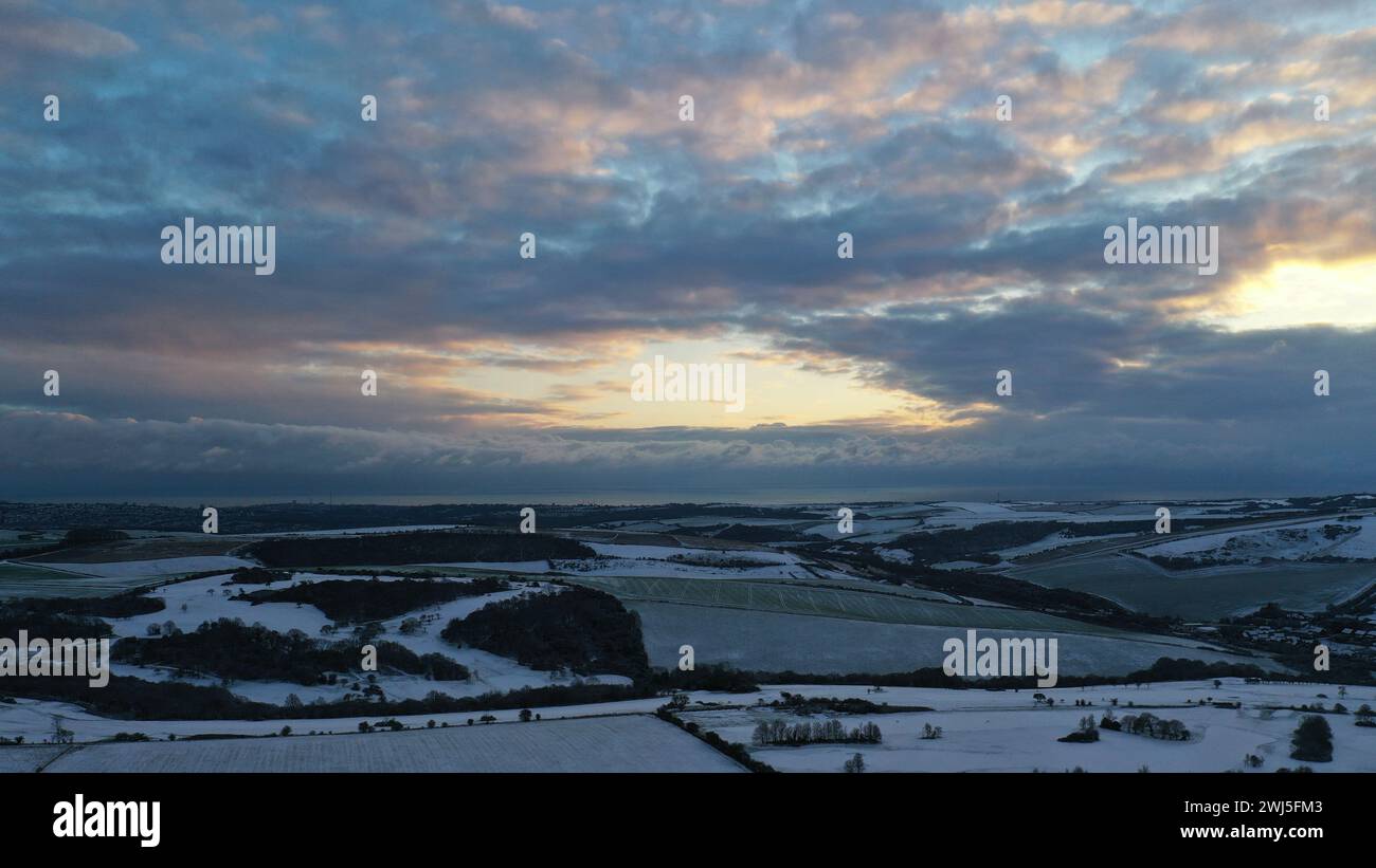 Aerial shots of Snow covered landscape Stock Photo - Alamy