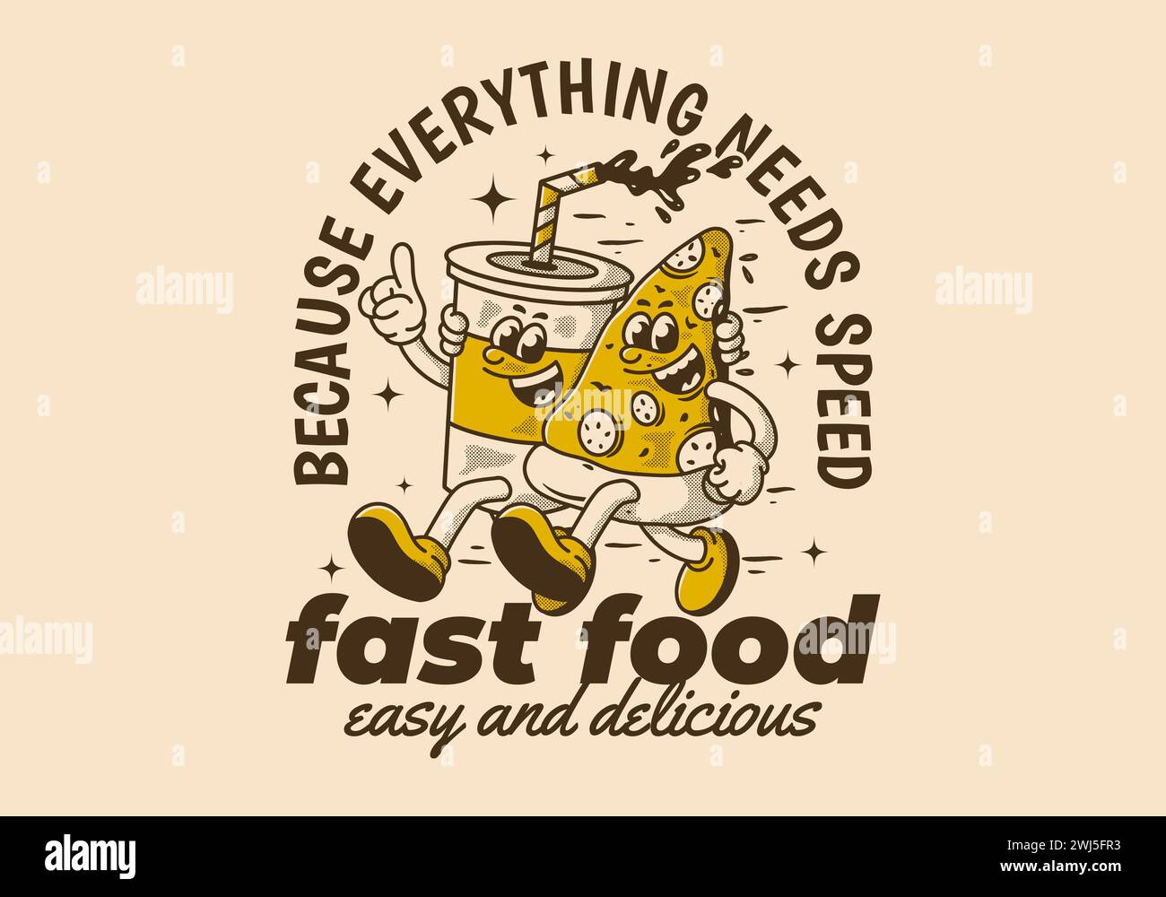 Fast food, easy and delicious. Mascot character illustration of running ...