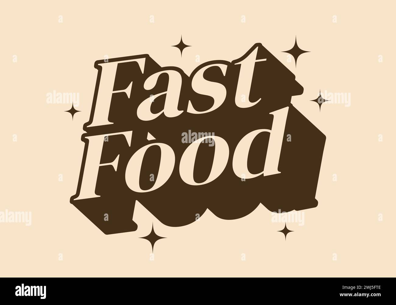 Fast food. Vintage retro text effect design in 3D look with brown ...