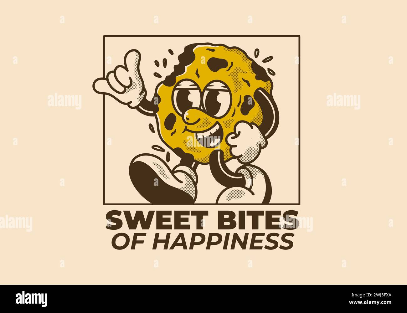 Sweet bites of happiness. Mascot character design of a walking cookies ...