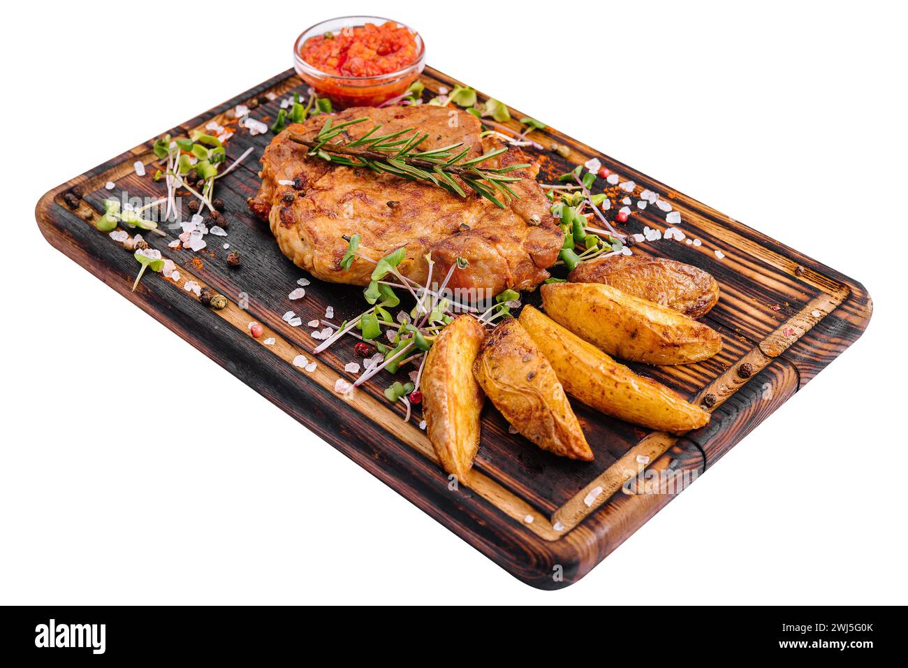 Potatoes baked pork meat Cut Out Stock Images & Pictures - Alamy